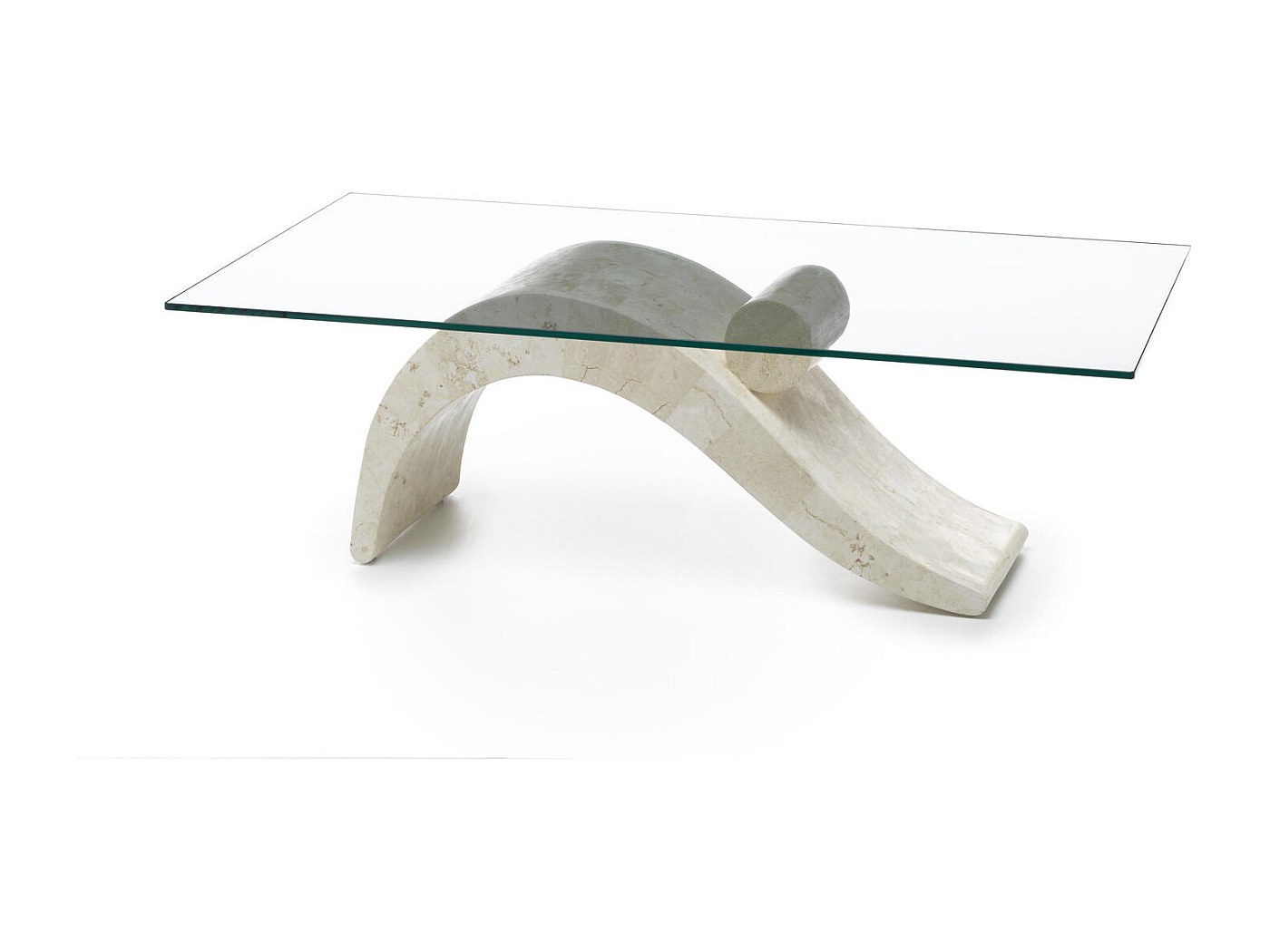 Colombe - Table basse (120 x 70 x 40 - Transparent) en verre trempé beige