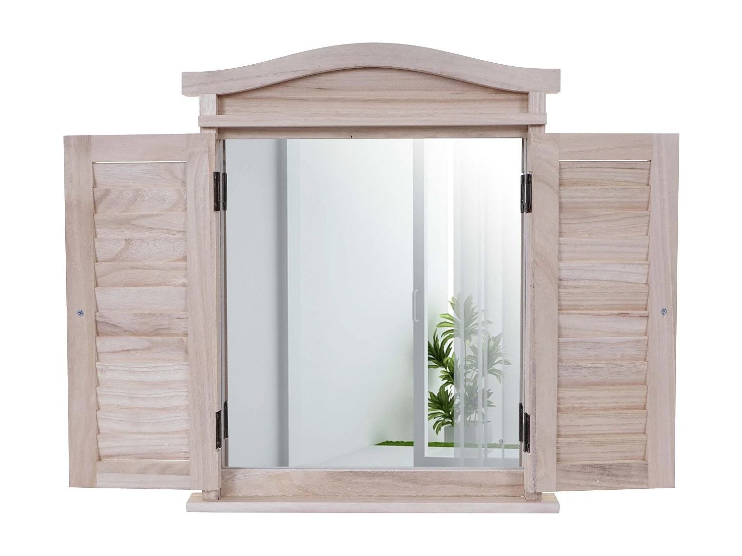 Miroir mural design fenêtre avec volets 53x42x5cm en bois marron 04_0003182