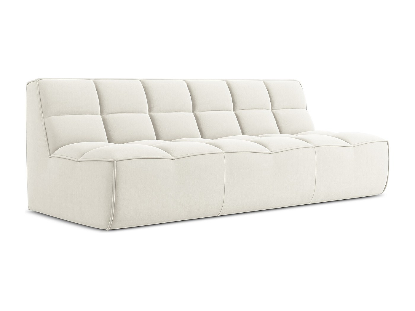 3-Sitzer Sofa - Samt - Hell beige - KALAI