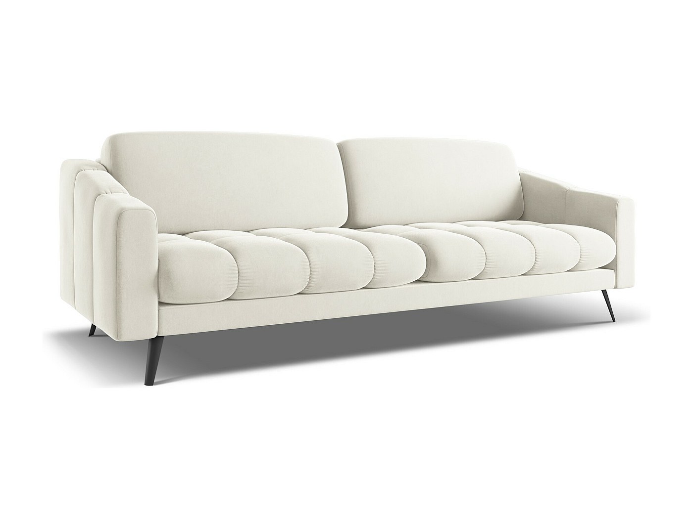4-Sitzer Sofa - Samt - Hell beige - NALU