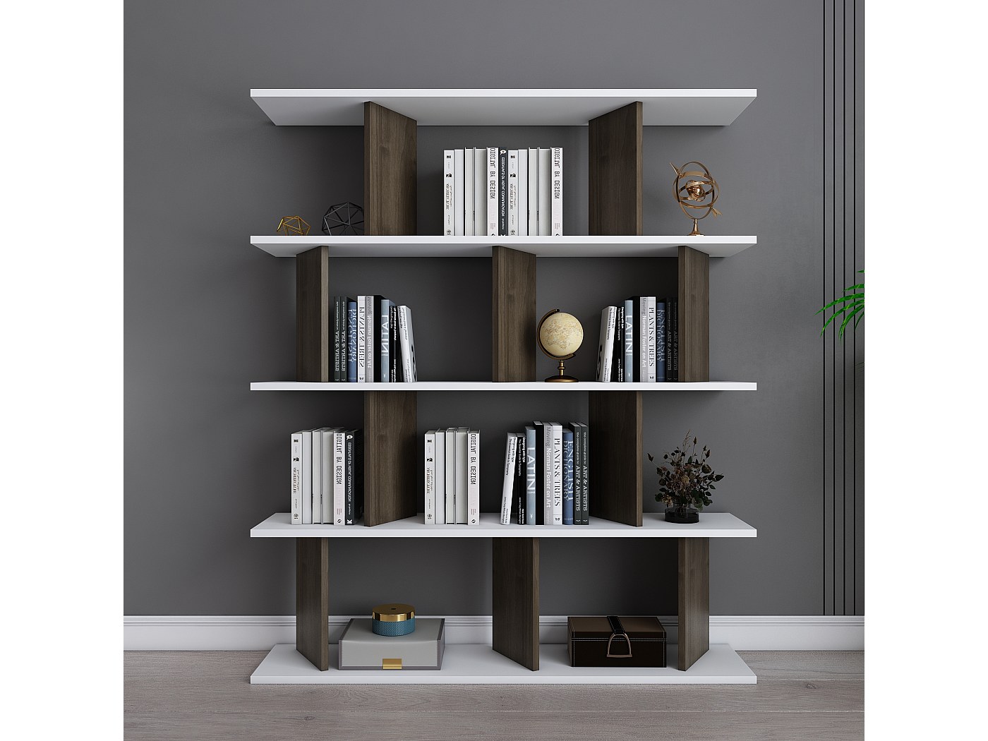 Bibliothèque modern Grace 5-étagères design chic et durable (Blanc et ...