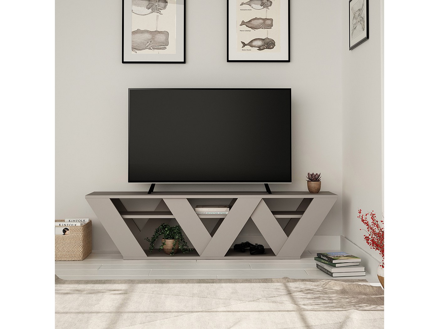 TV - Unit RALLA - Mokka Grau,158 x 30 x 40 cm