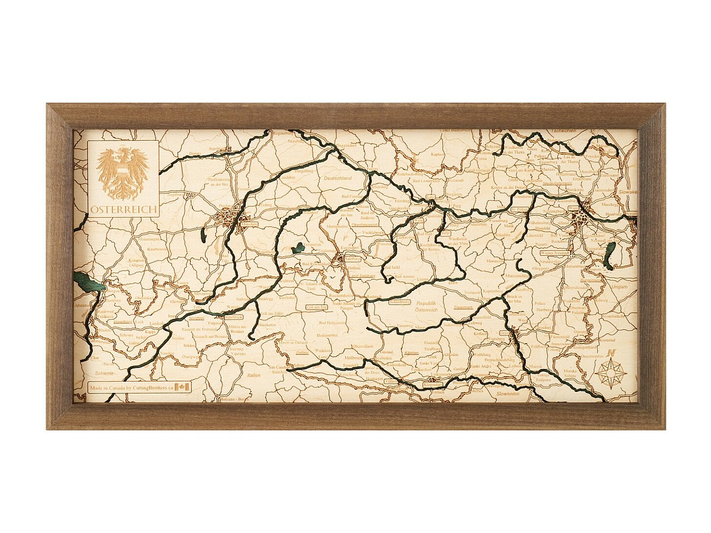 Mapa 3D z Ramką Austria S, Wielokolorowy, 41x6x20 cm, CUTTING BROTHERS