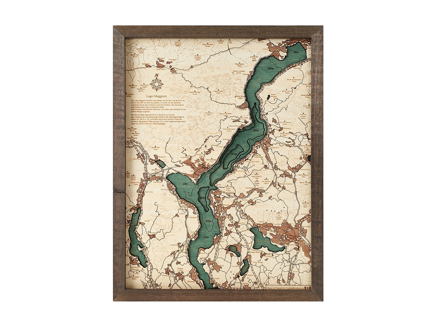 Mappa 3D con Cornice Lago Maggiore S, Multicolore, 31x6x41 cm, CUTTING ...