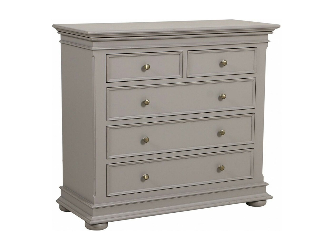 Commode 5 Tiroirs Pieds Arrondis Bois-MDF Blanc - Harmonie Interior's