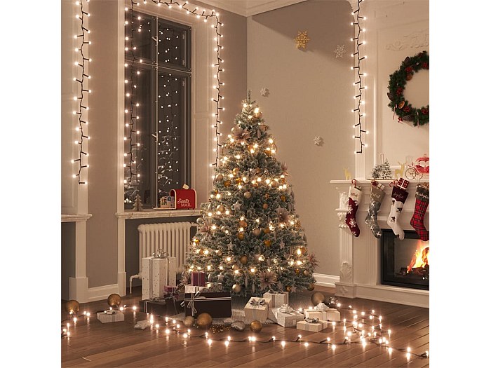 Stringa LED Compatta con 400 Luci LED Bianco Caldo 13 m PVC