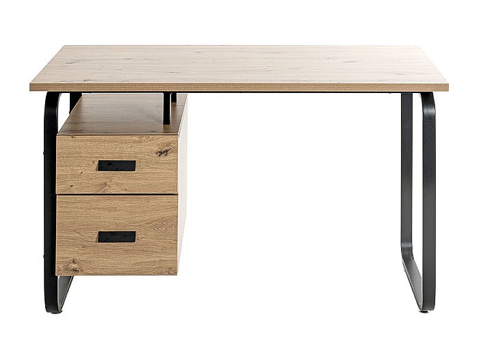 Bureau, meuble de bureau en bois coloris chêne et métal noir -longueur ...