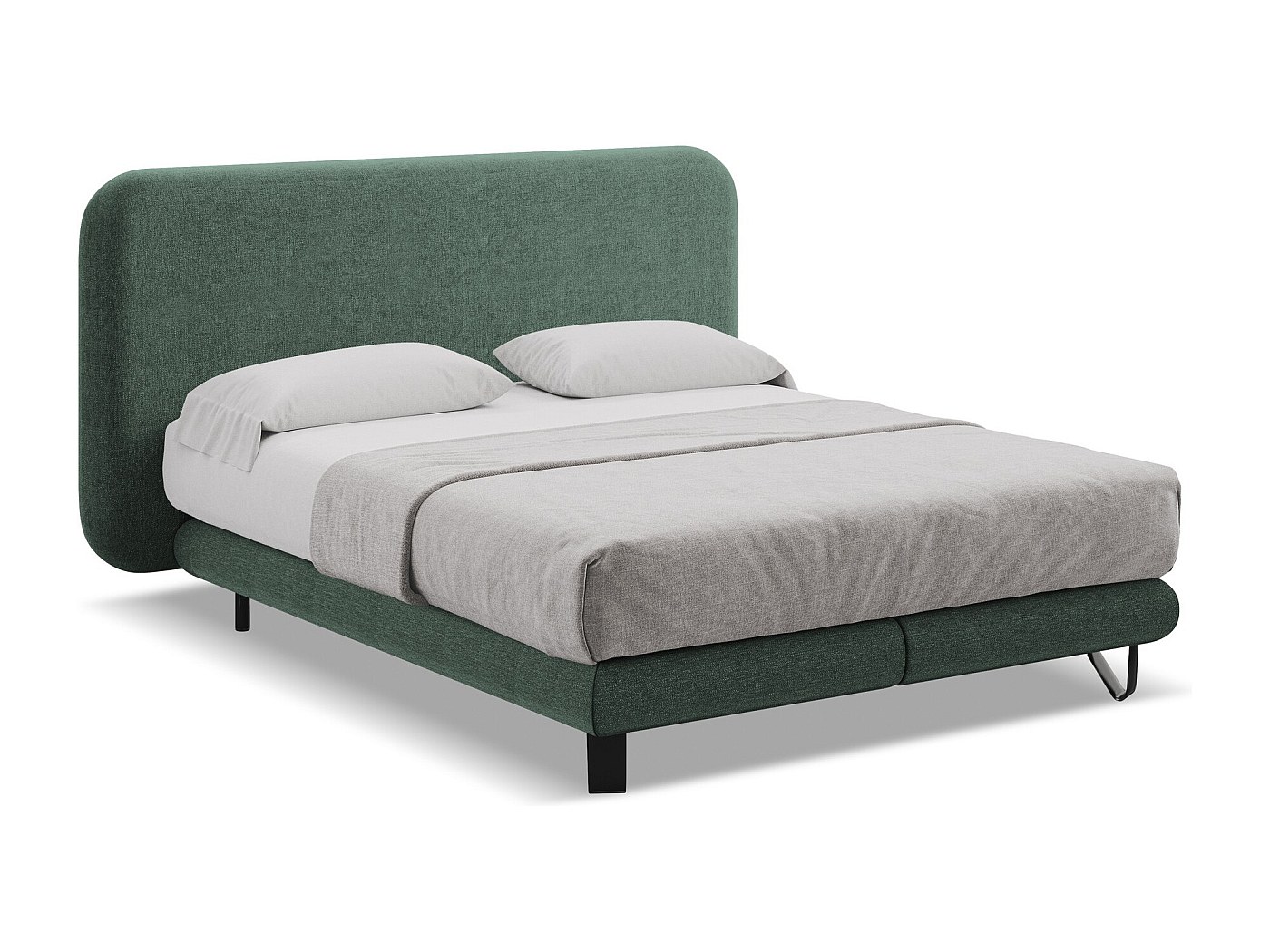 Lit capitonné + matelas en tissu chenille 180 x 200 - vert - ILIMA