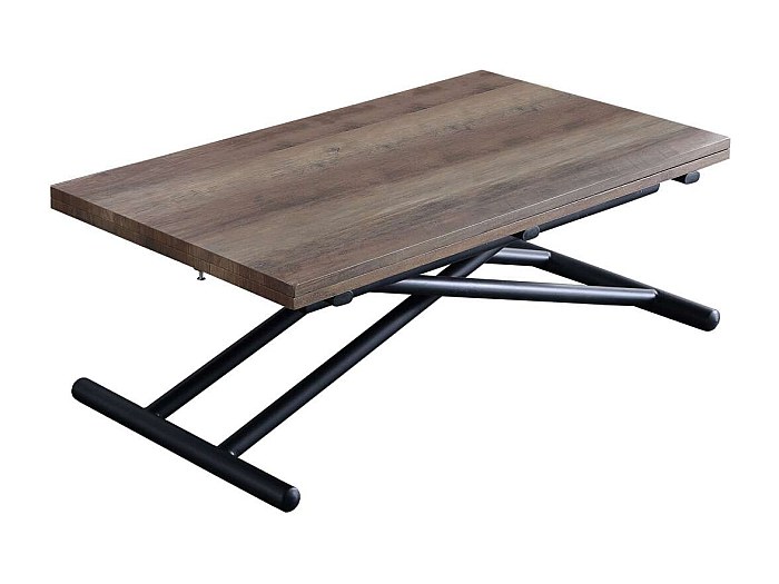 Mesa de Centro Up-Down, elevable Extensible acabado nogal, 50-100 cm(ancho)100 cm(largo)