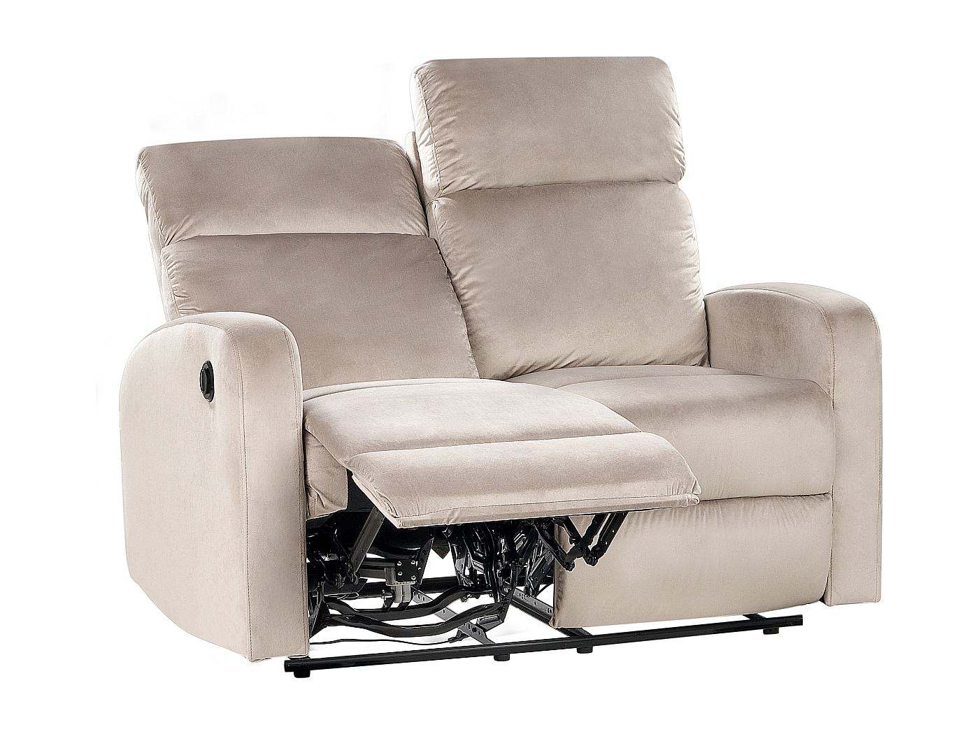 Canapé 2 places inclinable électrique en velours beige VERDAL