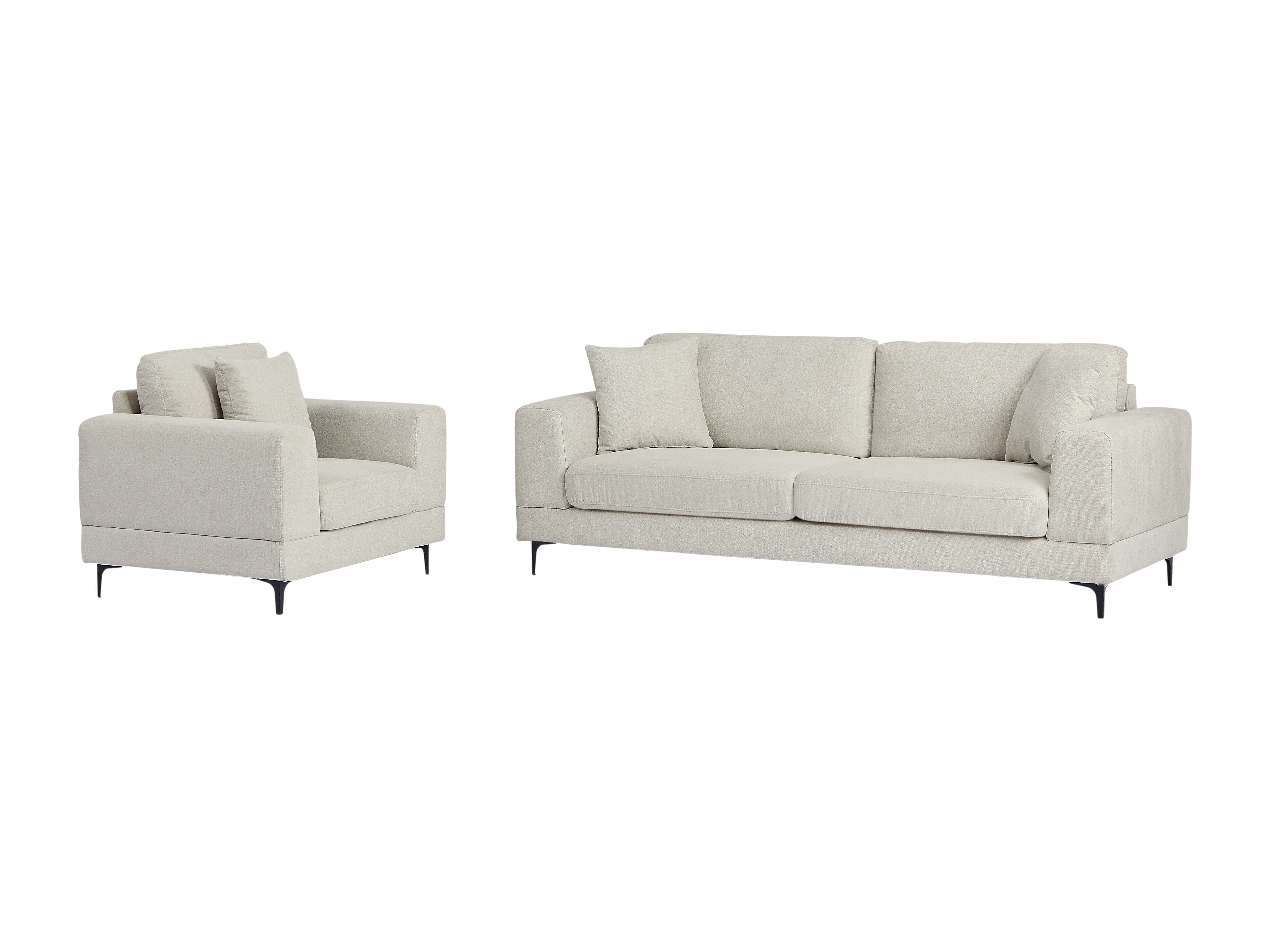 Sofá de 3 plazas y sillón de tela texturizada beige JAMOLO