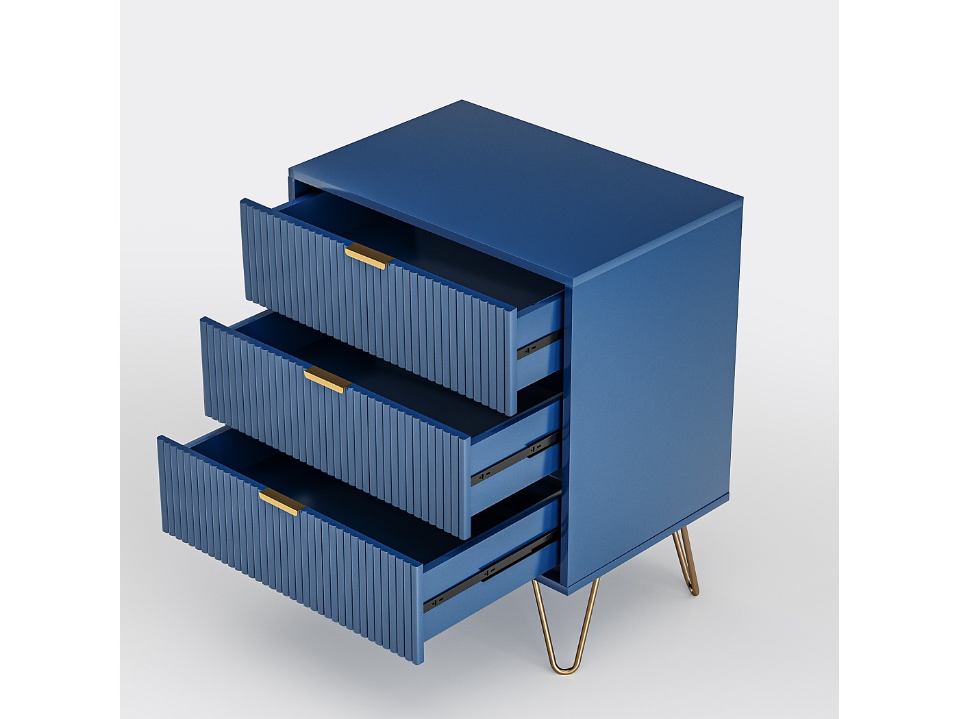 Cómoda 70x60x40cm - com 3 gavetas de correr, pés em metal, aparador ...