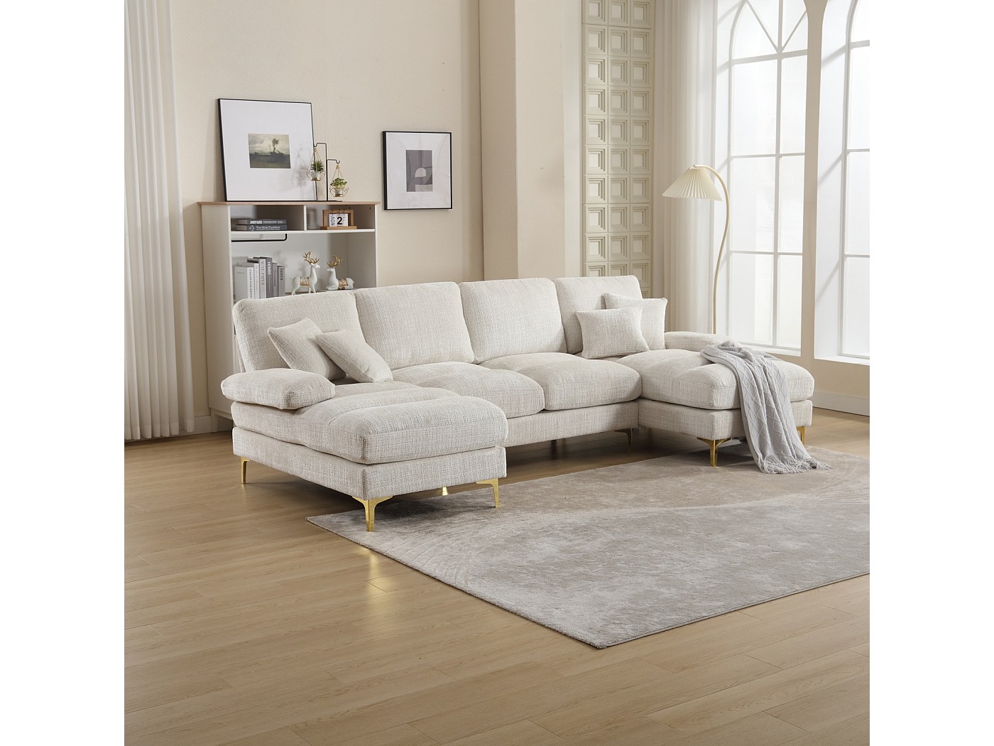 Canapé d'angle 4 places, 272x136x88cm,Grand canapé en forme de U ...