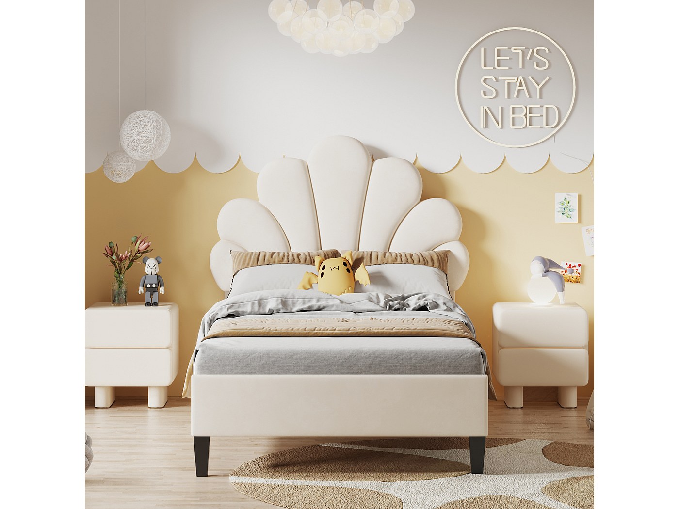 Lit capitonné Lit Enfant 90x200 cm, Cadre de Lit avec Tête de Lit en ...
