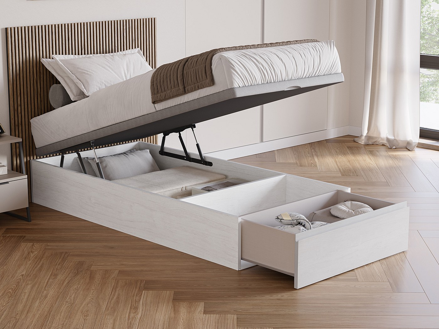 Canapé cama con cajón 90 x 200 cm - Blanco - HESTIA de YSMÉE