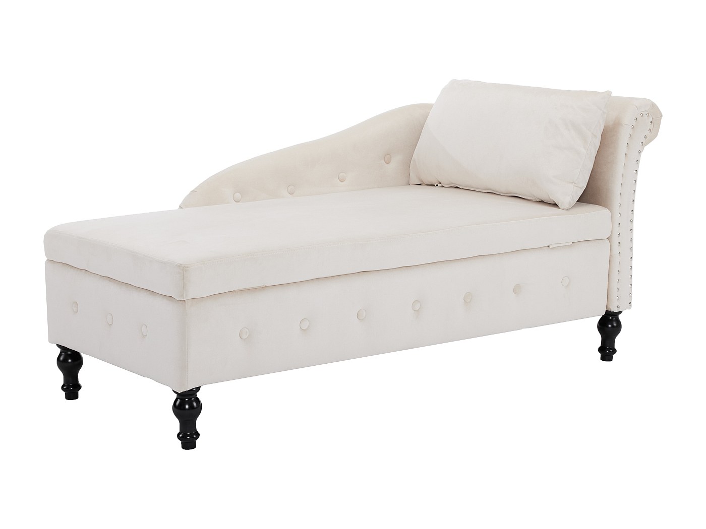 Méridienne gauche convertible en velours avec coffre de rangement - 144 ...