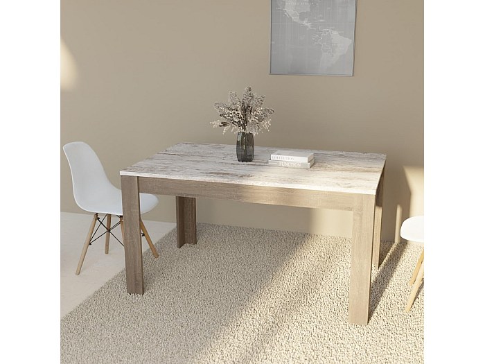 Mesa de Comedor, Mesa de Salón Fija, Robusta y Funcional, Color Trufa y ...