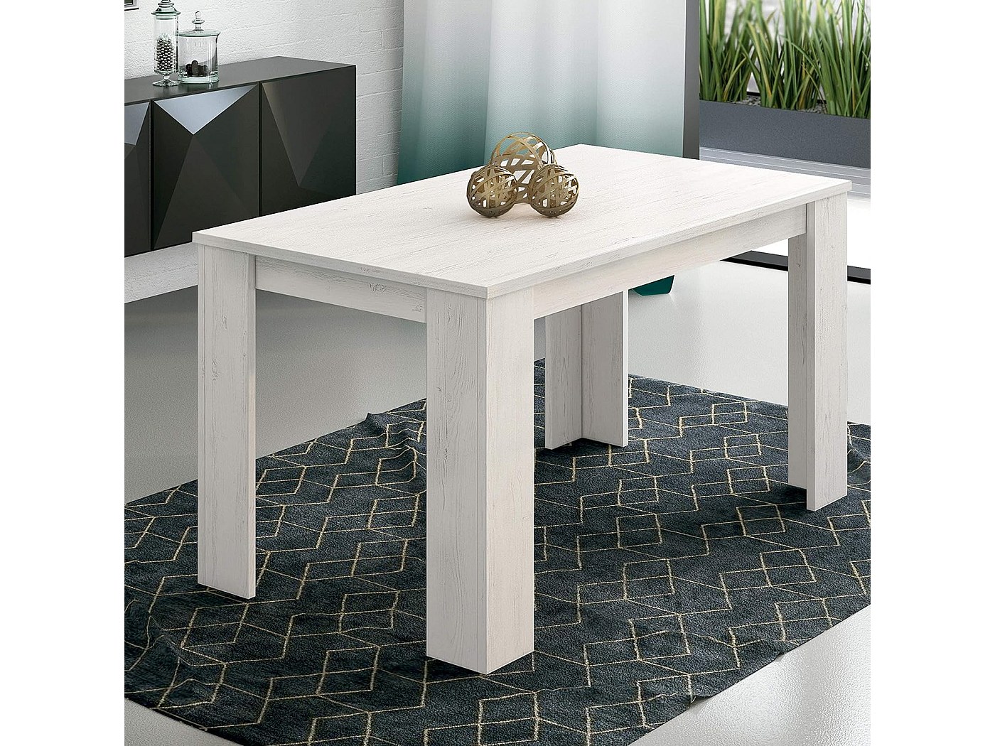 Mesa de Comedor, Mesa de Salón Fija, Robusta y Funcional, Color ...