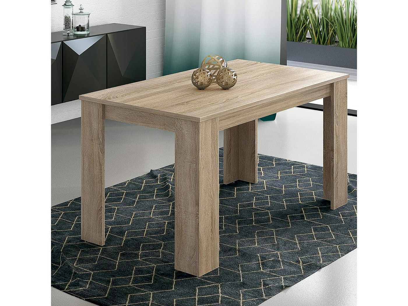 Mesa de Comedor, Mesa de Salón Fija, Robusta y Funcional, Color Cambria ...