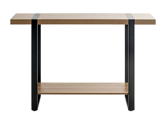 Meuble console, table console en bois coloris chêne et métal noir ...