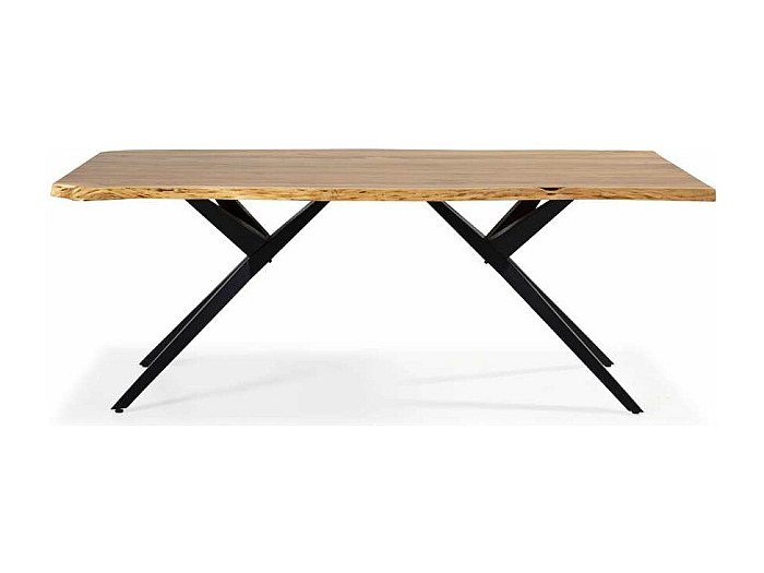 Mesa comedor rectangular LEO en acabado acacia/negro, 76cm(alto) 200cm(ancho) 100cm(largo)