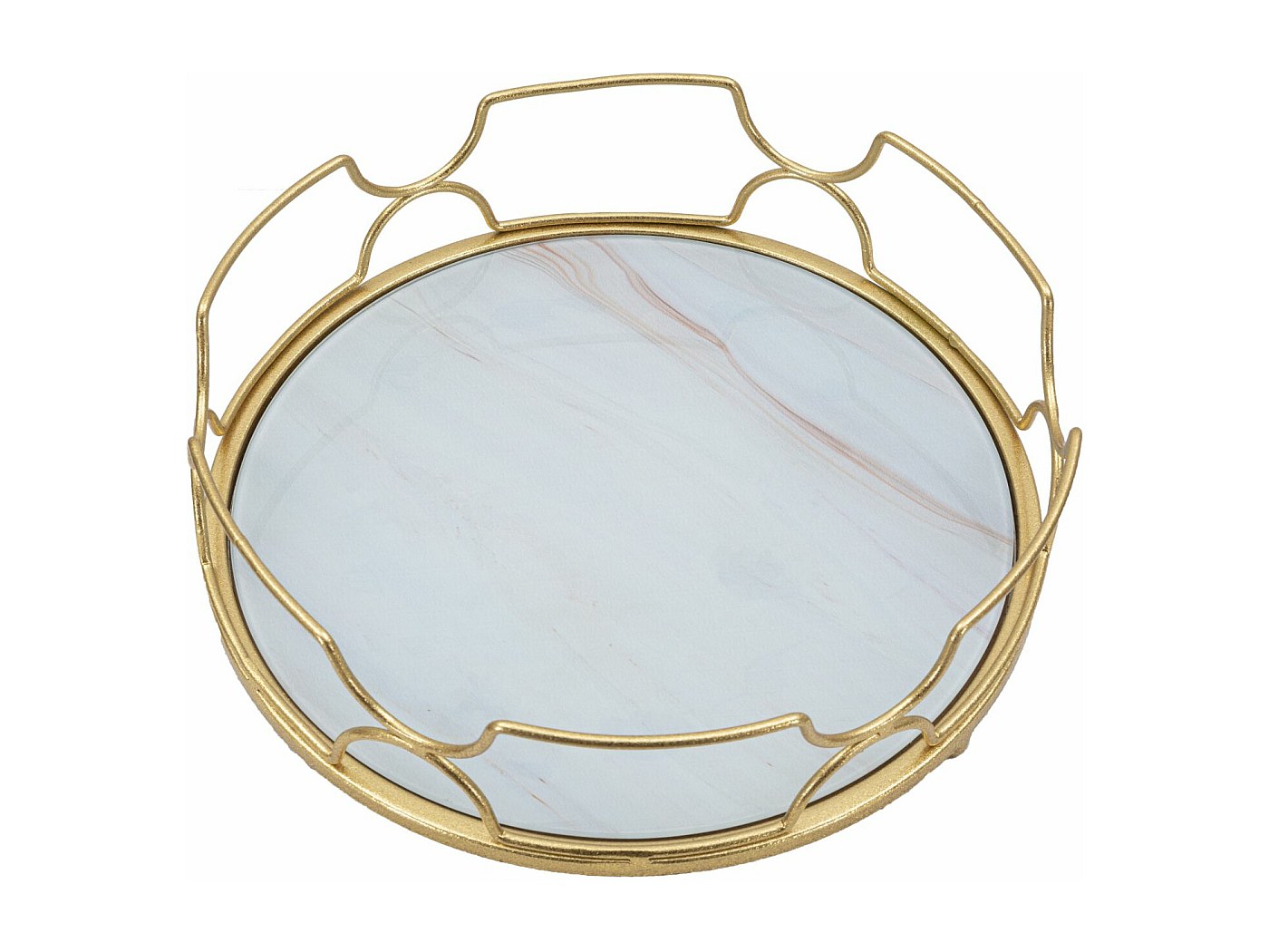 Porte-objet en métal doré avec plateau en verre Ø 28x8,5 cm