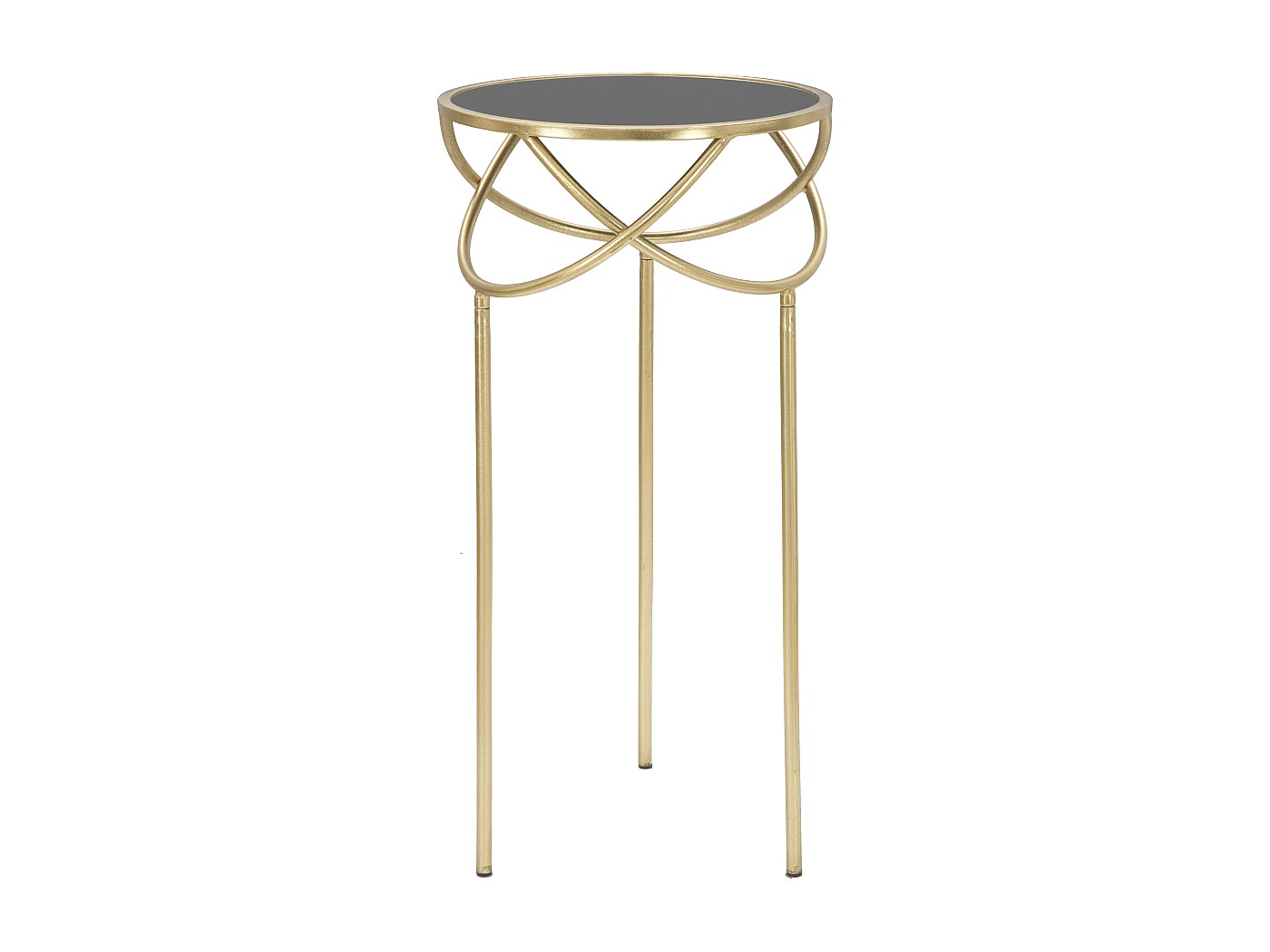 Table basse ronde en métal doré à 3 pieds Ø 40x80 cm