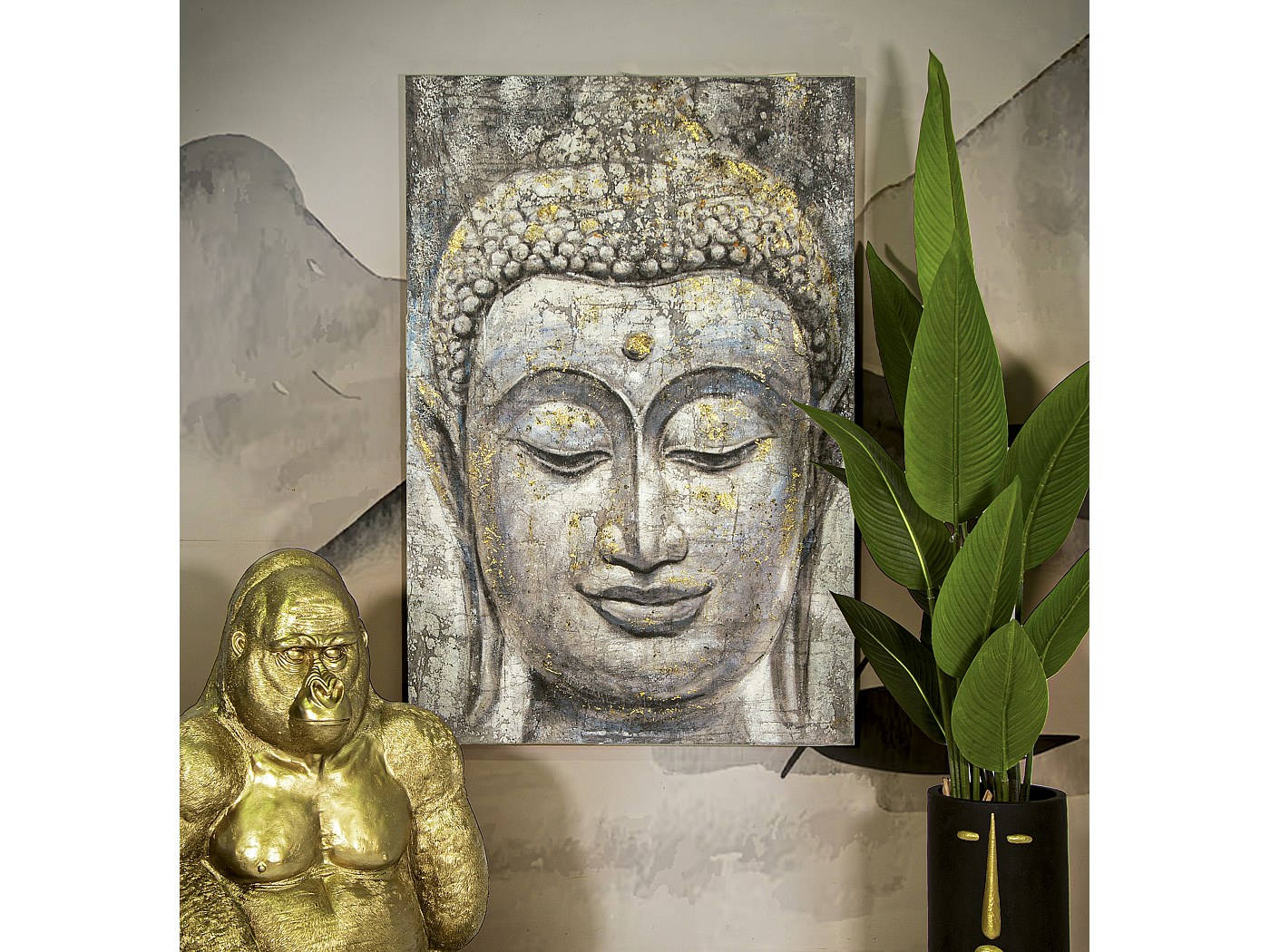 Peinture sur Toile Handmade Face Buddha Light -A- 80x3x120 cm avec ...