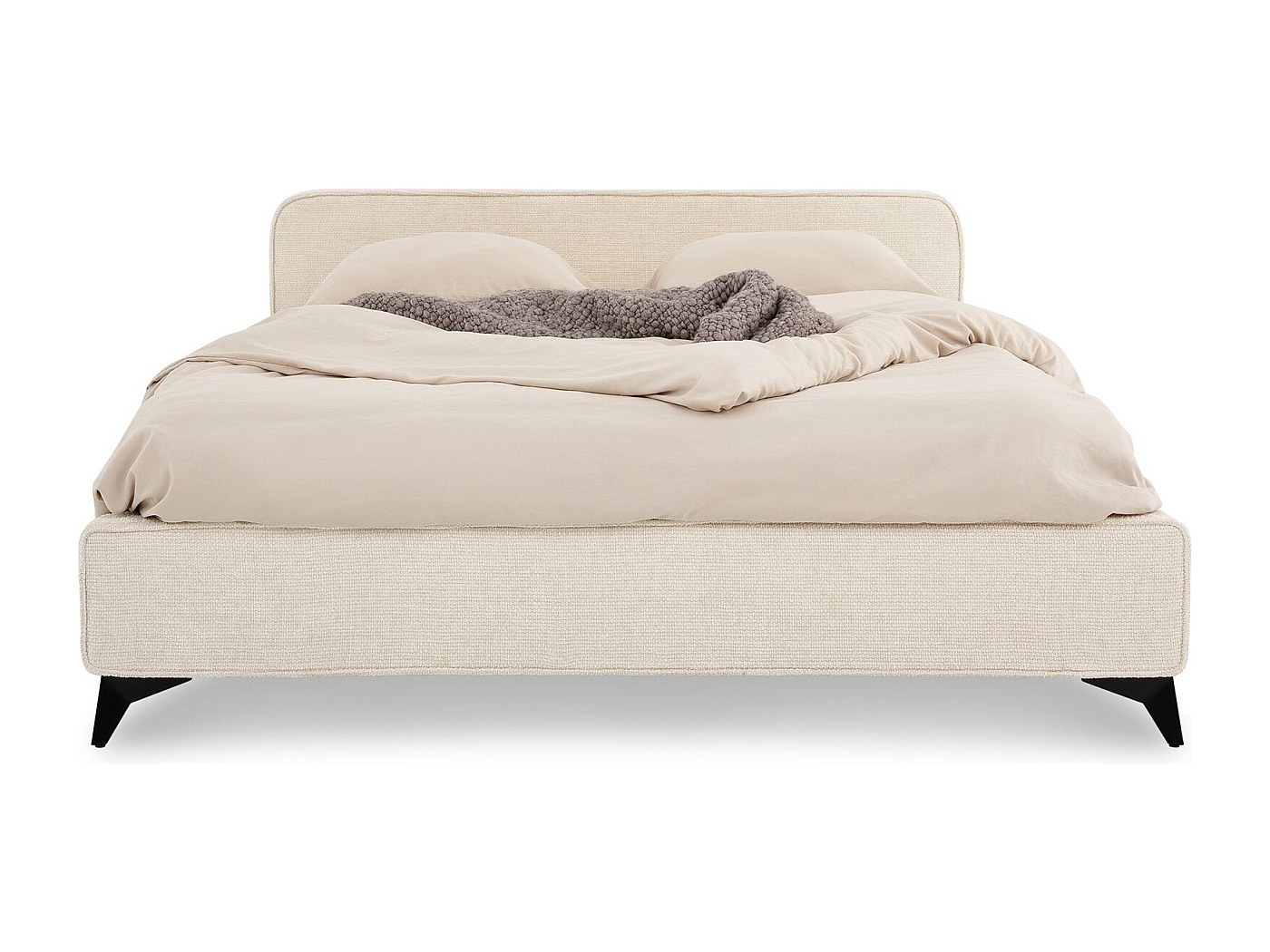 Lit double LEVERDA 140x190 cm, Revêtement en tissu, Lit style moderne ...