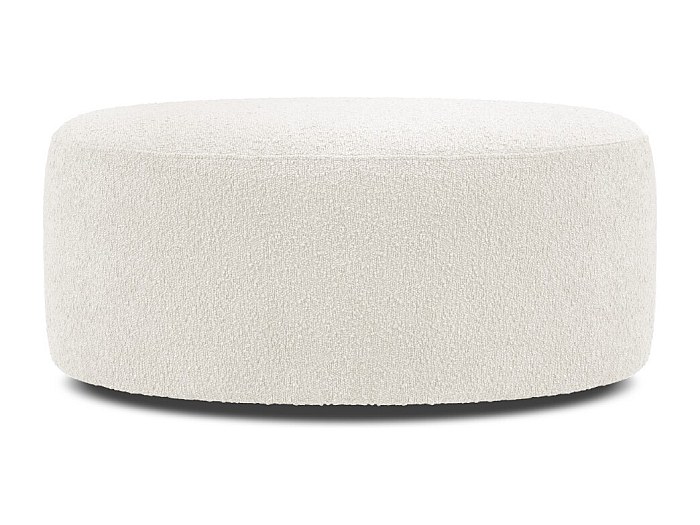 Puf giratorio "Adam" de tejido bouclé blanco - 80x80x36cm