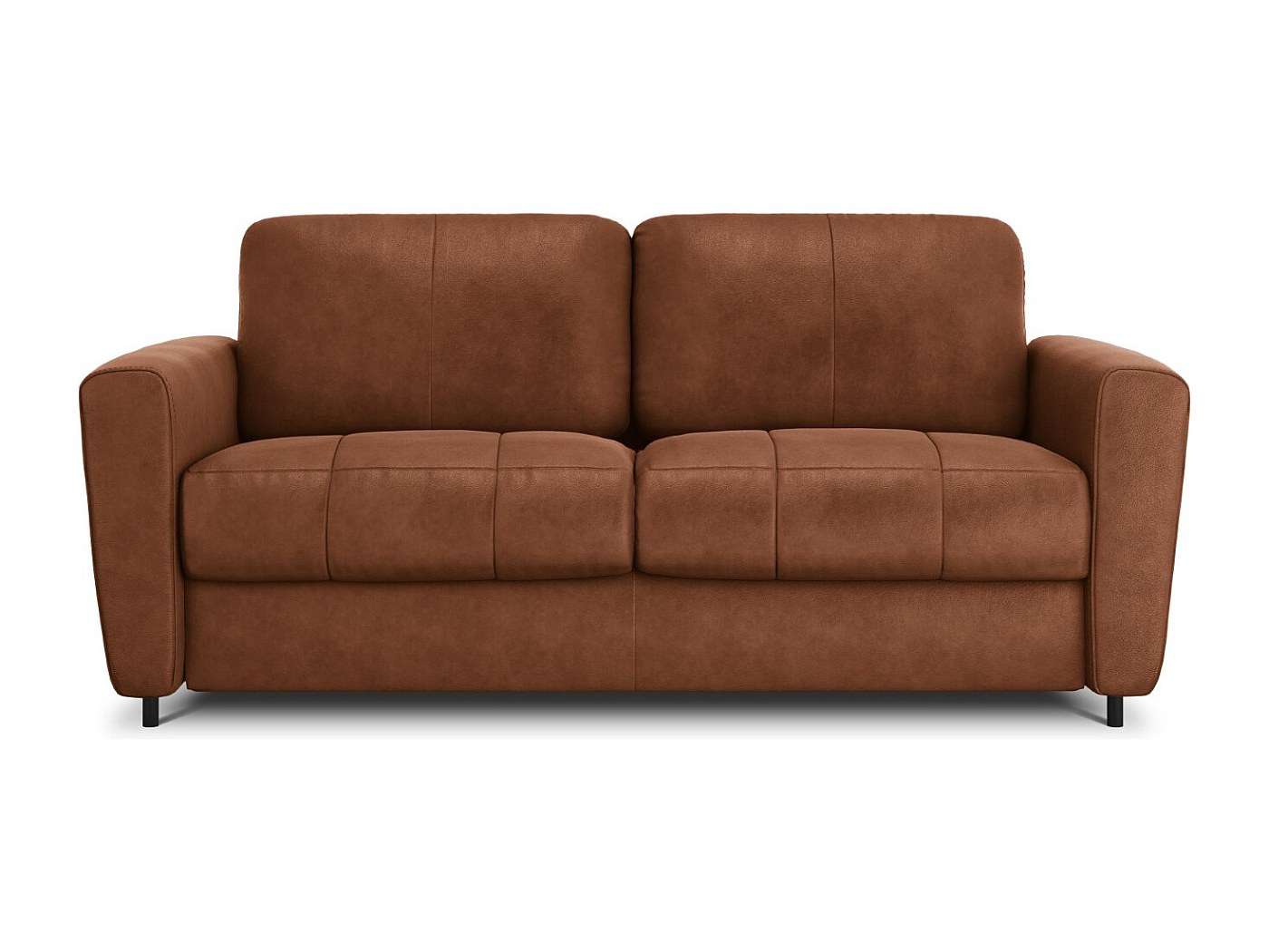 Canapé convertible "Audra" 3 places en cuir véritable marron - 192x101x88cm