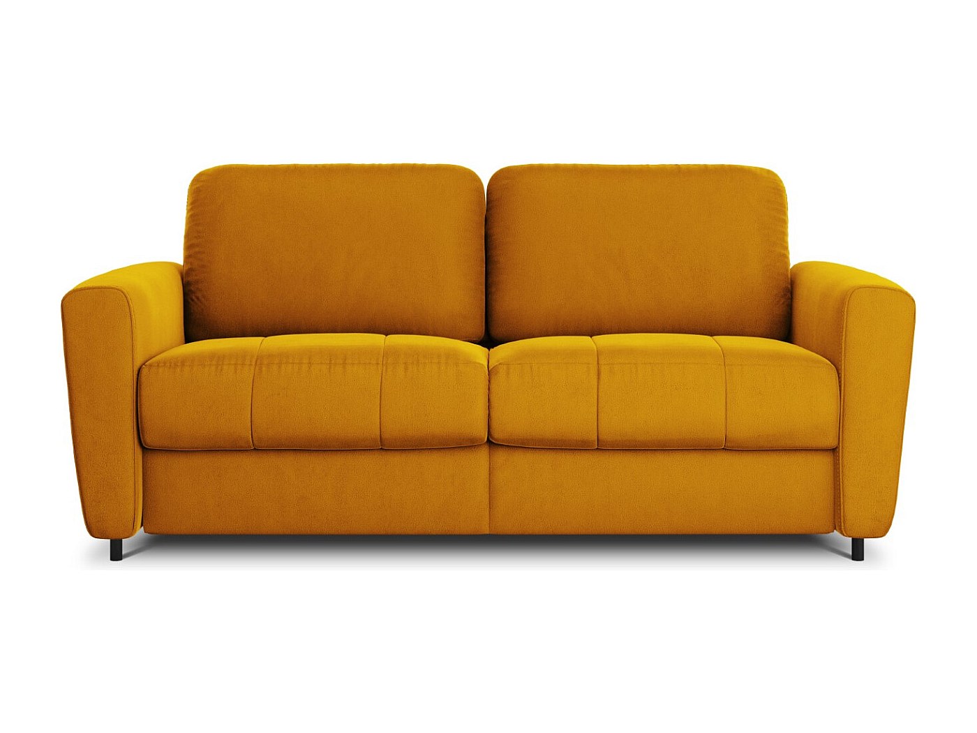 Canapé convertible "Audra" 3 places en velours jaune - 192x101x88cm