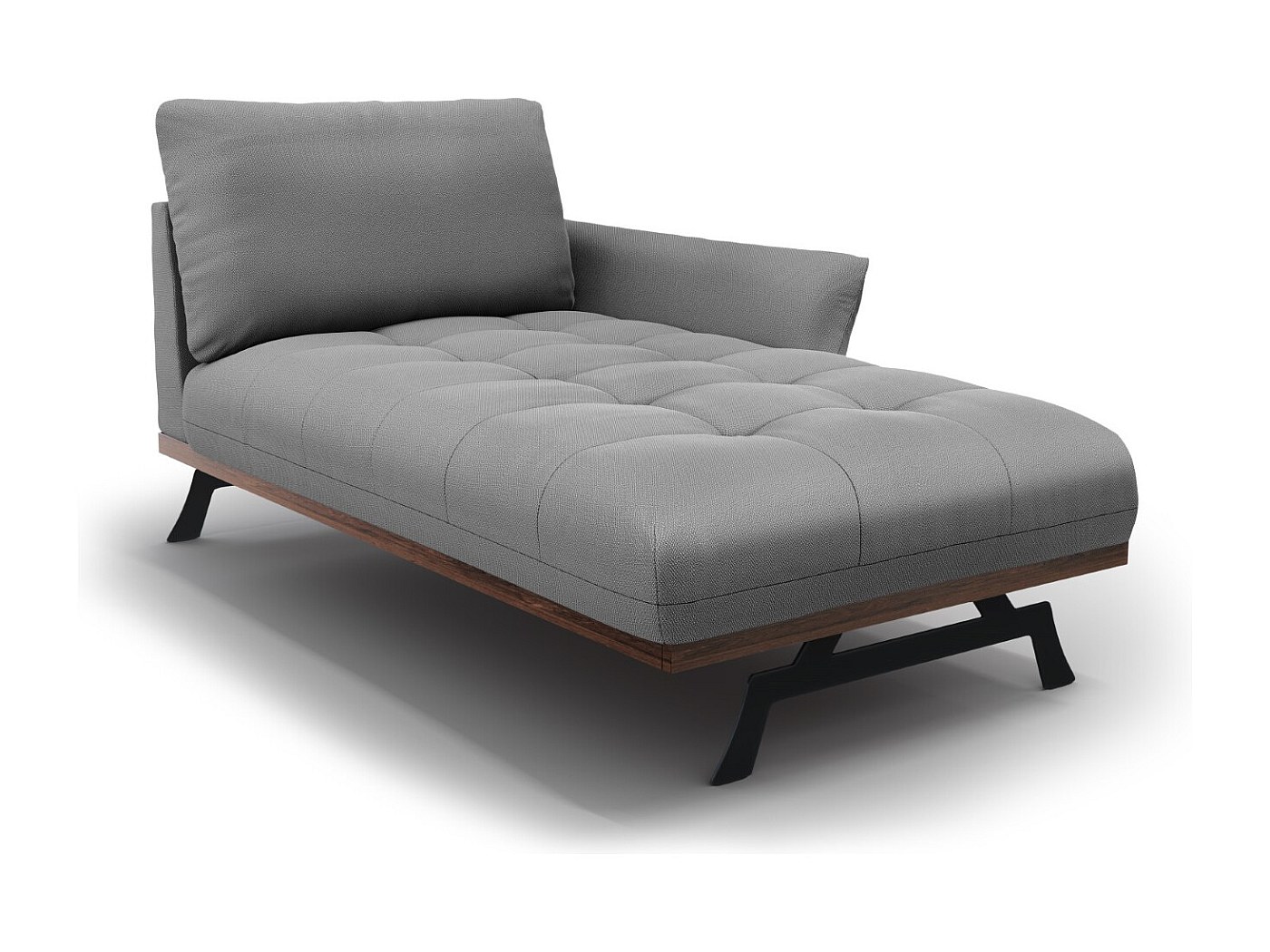 Méridienne droite "Olivier" en tissu structurel gris - 171x100x87cm