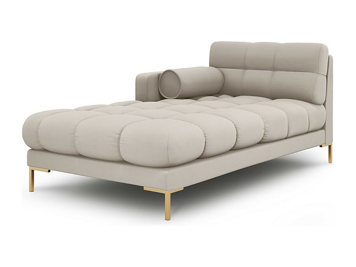 Méridienne gauche "Bali" en tissu structurel beige - 185x102x75cm