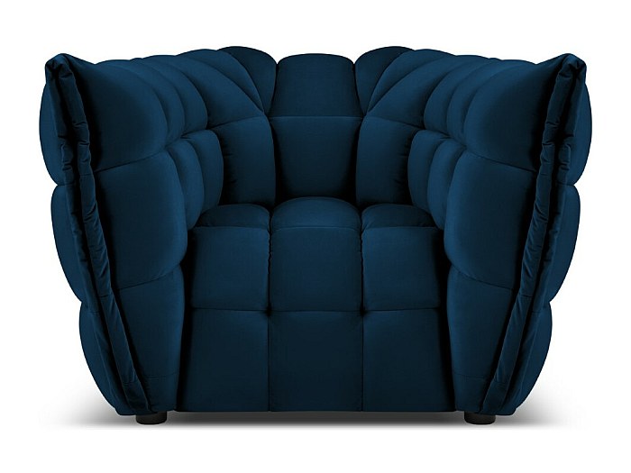 Poltrona "Cedric" in velluto blu reale - 105x100x67cm
