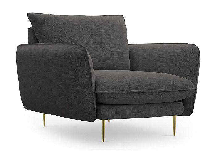 Poltrona "Vienna" in tessuto strutturato grigio scuro - 97x94x95cm