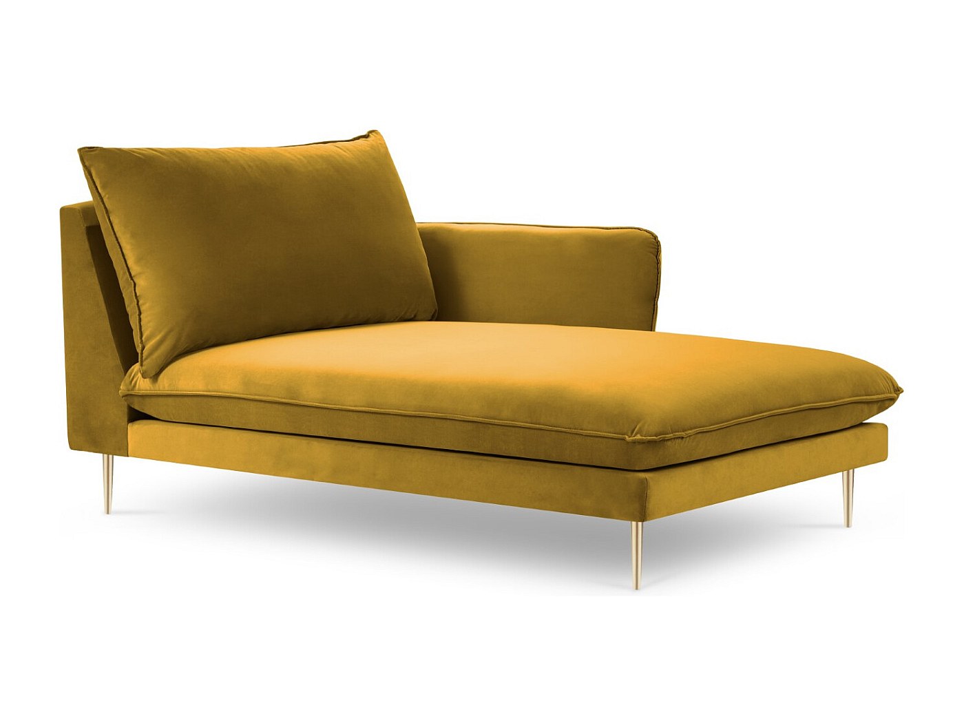 Méridienne droite "Vienna" en velours jaune - 170x110x95cm