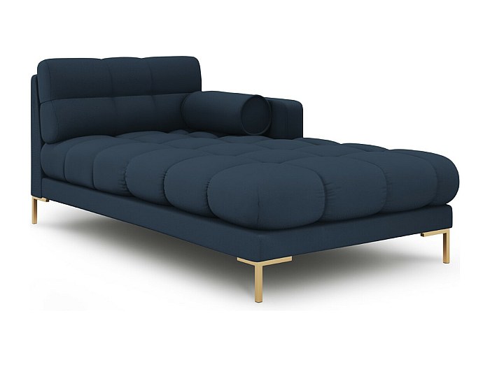 Méridienne droite "Bali" en tissu structurel bleu - 185x102x75cm