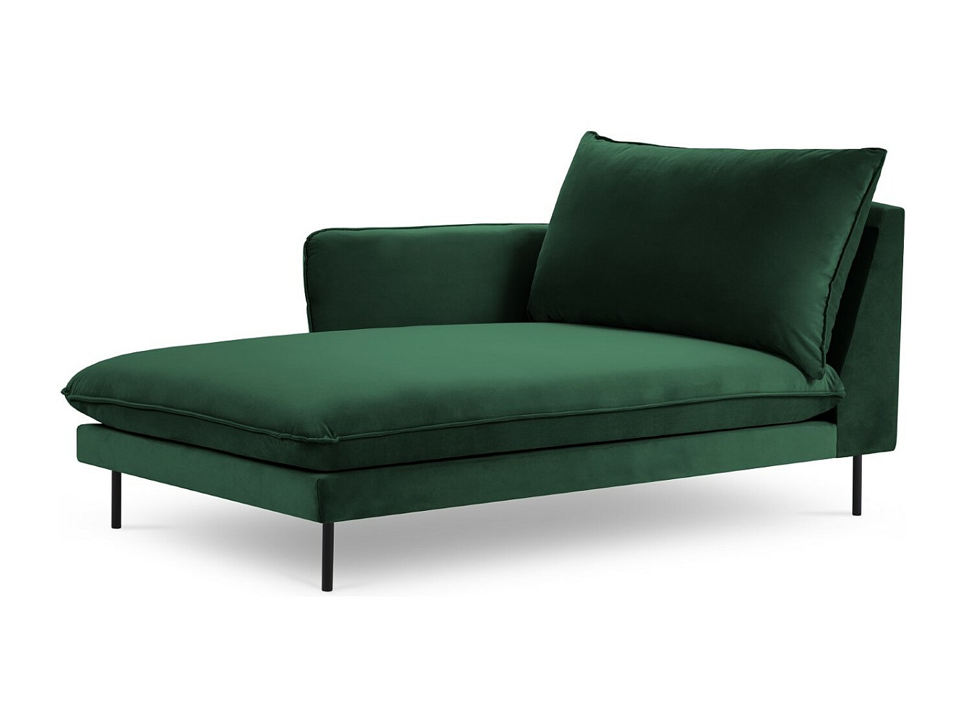 Méridienne gauche "Vienna" en velours vert bouteille - 170x110x95cm