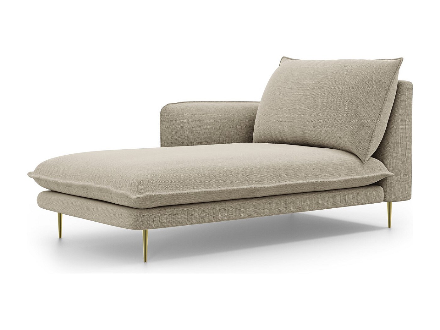 Méridienne gauche "Vienna" en tissu structurel beige - 170x110x95cm