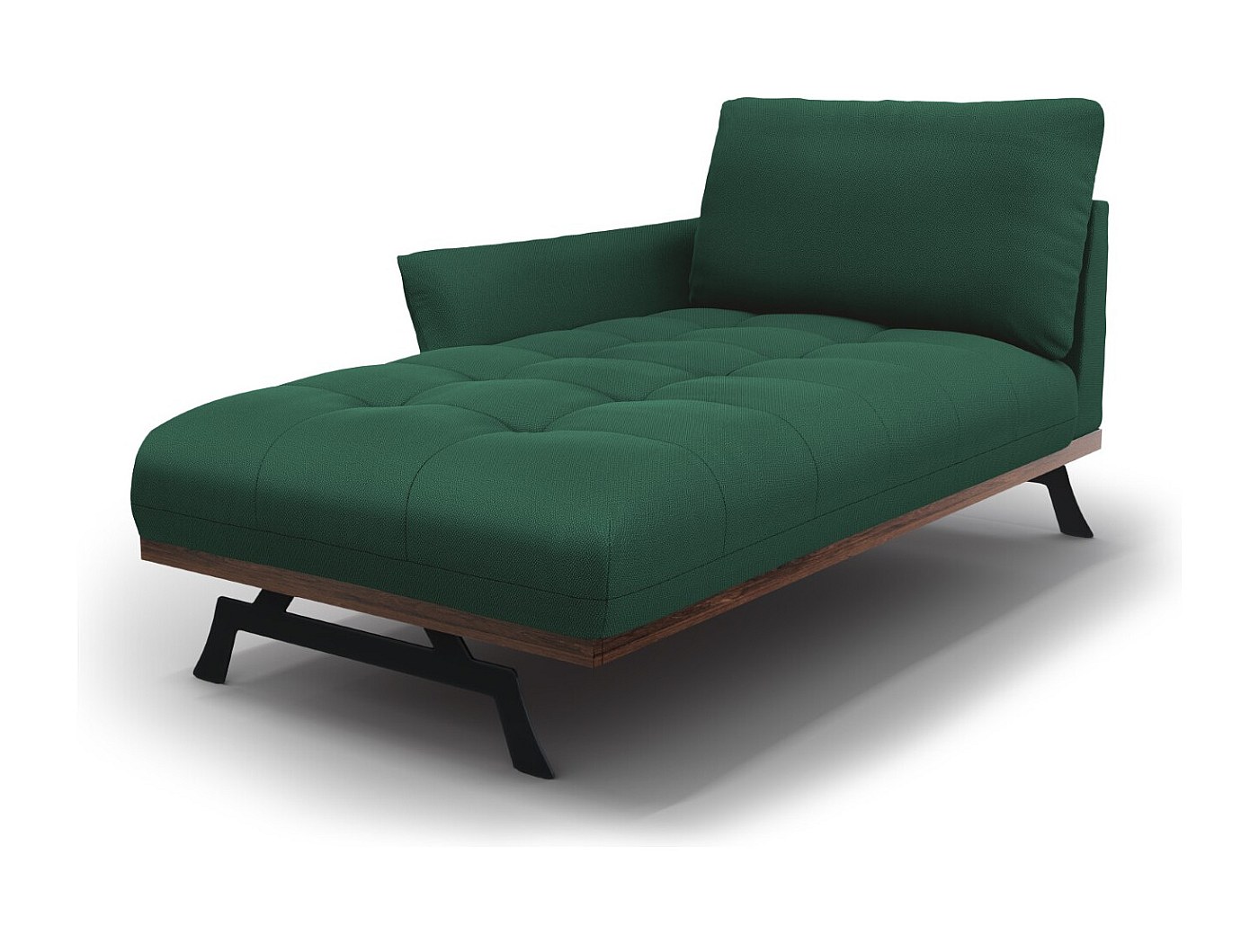 Méridienne gauche "Olivier" en tissu structurel vert - 171x100x87cm