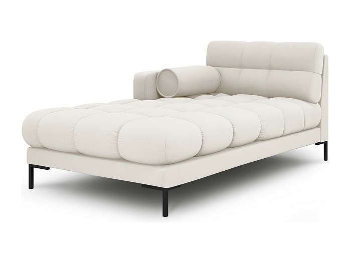 Méridienne gauche "Bali" en tissu structurel beige clair - 185x102x75cm