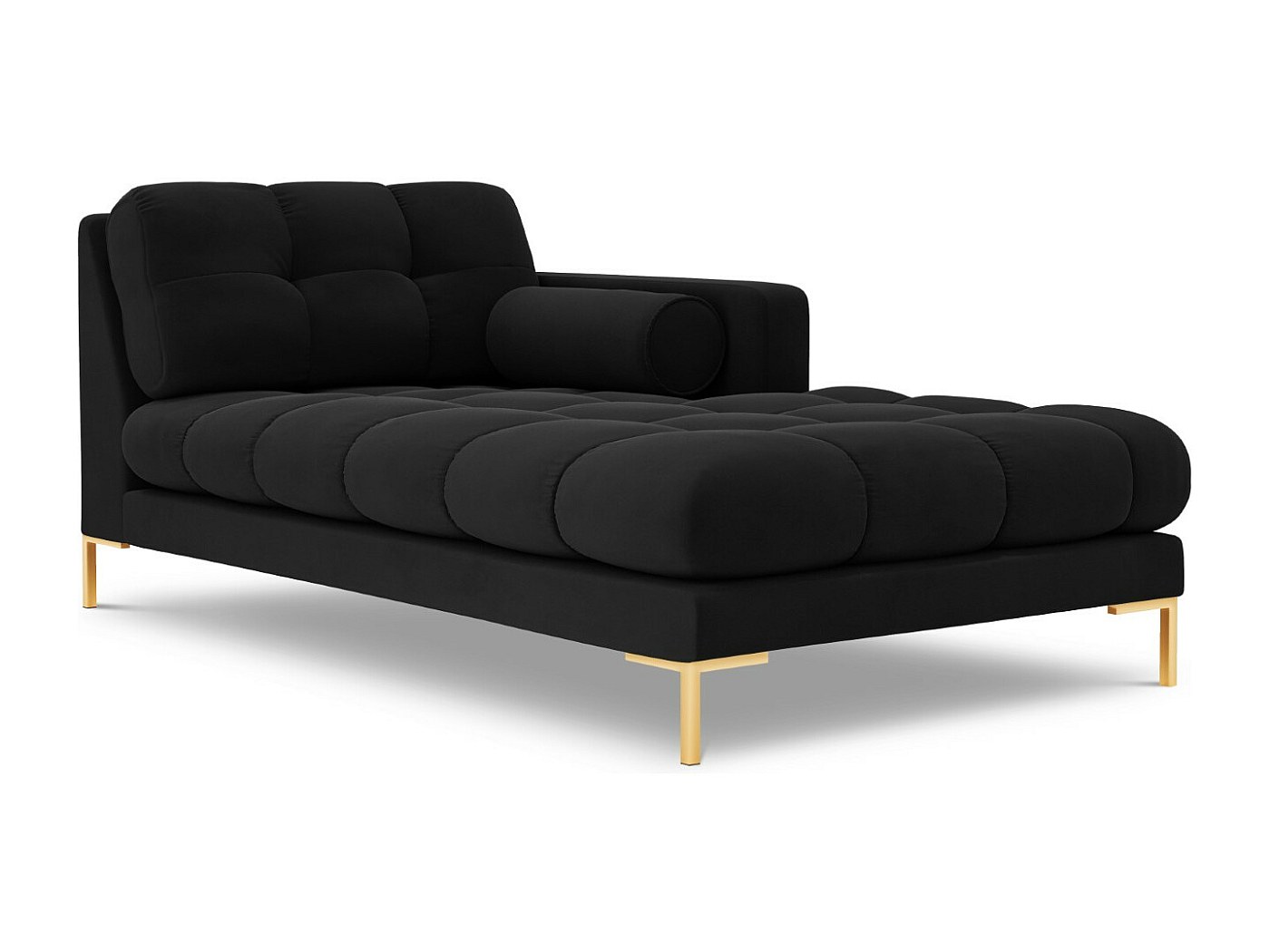 Méridienne droite "Bali" en velours noir - 185x102x75cm