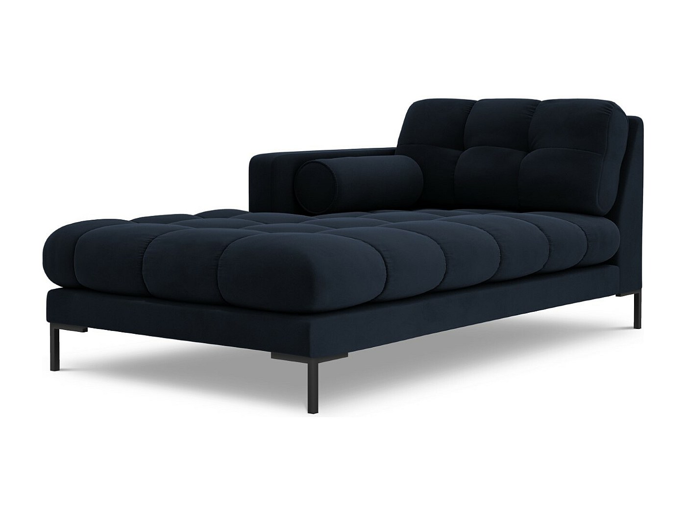 Méridienne gauche "Bali" en velours bleu foncé - 185x102x75cm
