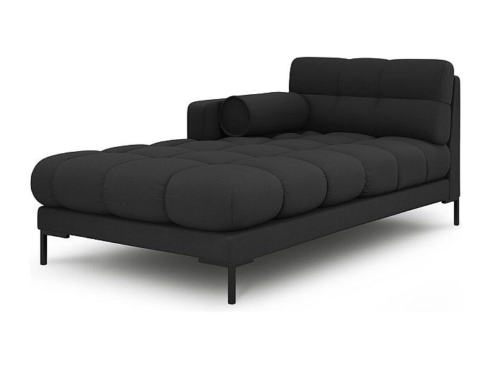Méridienne gauche "Bali" en tissu structurel gris foncé - 185x102x75cm