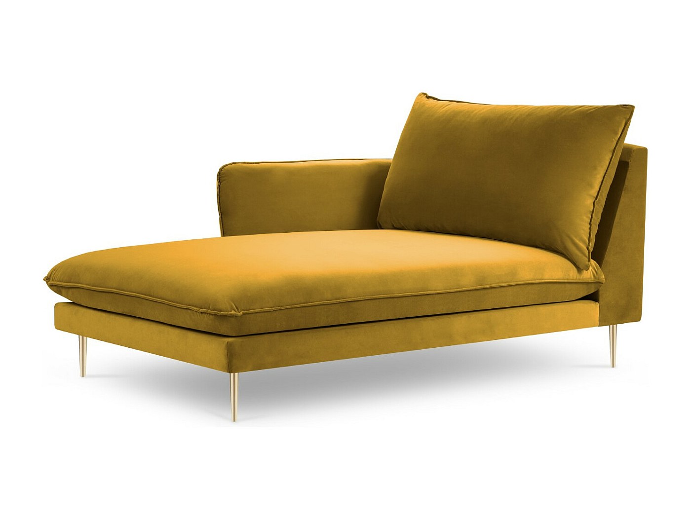 Méridienne gauche "Vienna" en velours jaune - 170x110x95cm