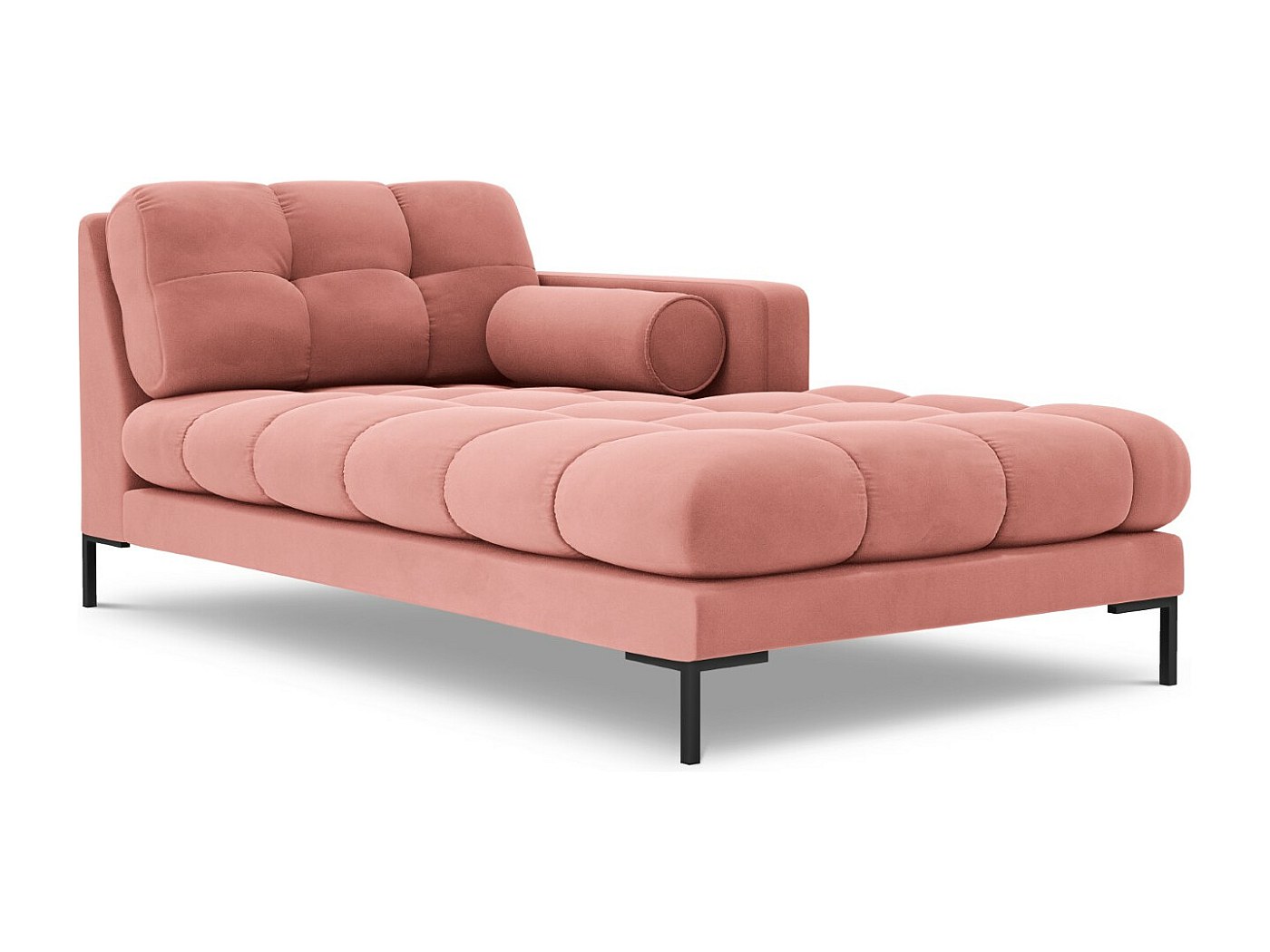 Méridienne droite "Bali" en velours rose - 185x102x75cm