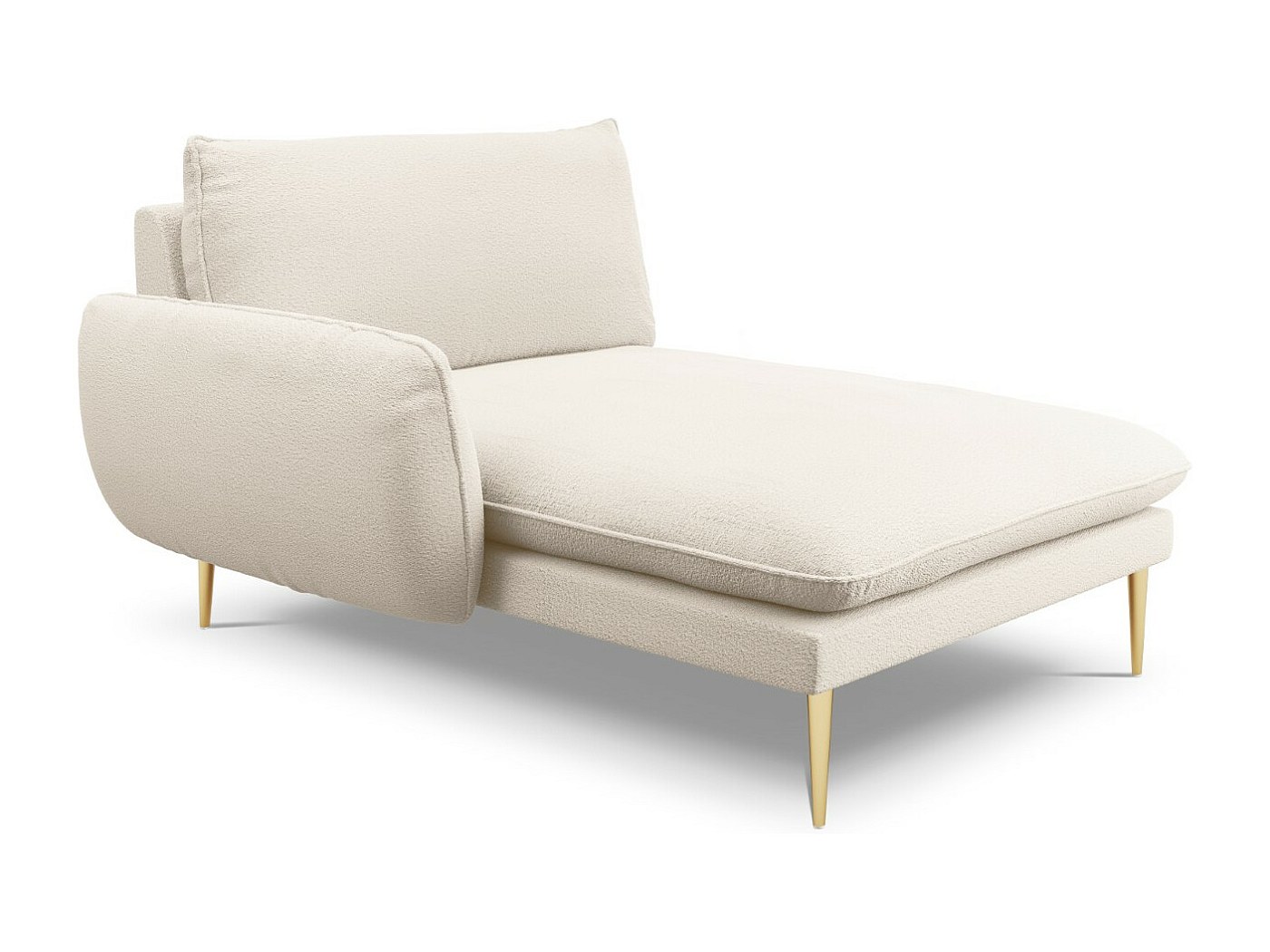 Méridienne gauche "Vienna" en bouclé beige - 170x110x95cm