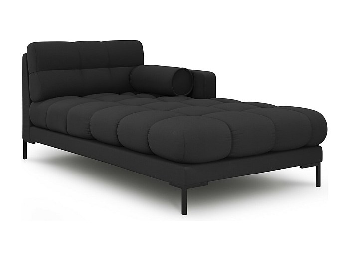 Méridienne droite "Bali" en tissu structurel gris foncé - 185x102x75cm