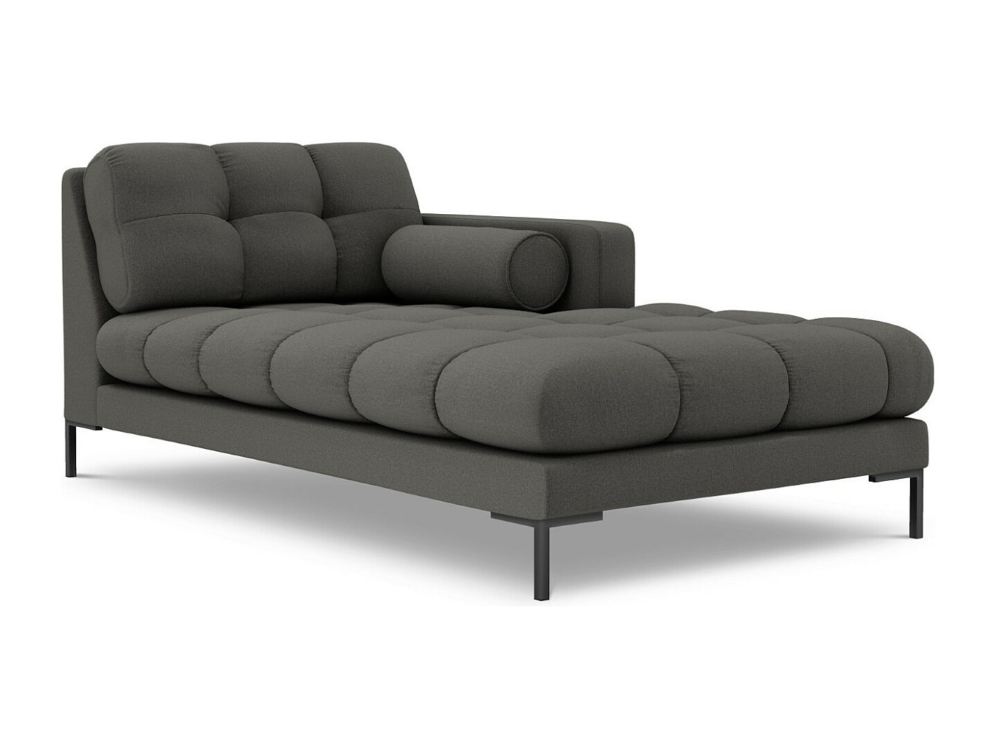 Méridienne droite "Bali" en tissu structurel gris foncé - 185x102x75cm